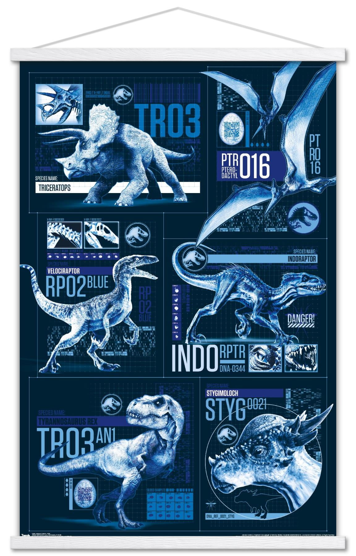Jurassic World: Fallen Kingdom - Grid Wall Poster with Wooden Magnetic ...