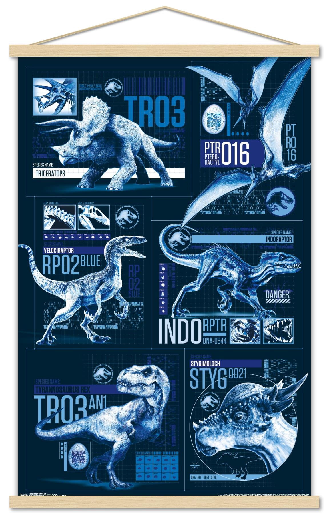 Jurassic World: Fallen Kingdom - Grid Wall Poster with Wooden Magnetic ...