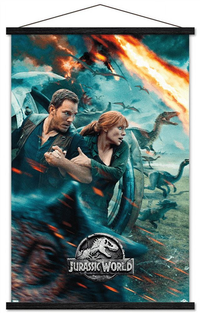Jurassic World: Fallen Kingdom - One Sheet Wall Poster With Wooden