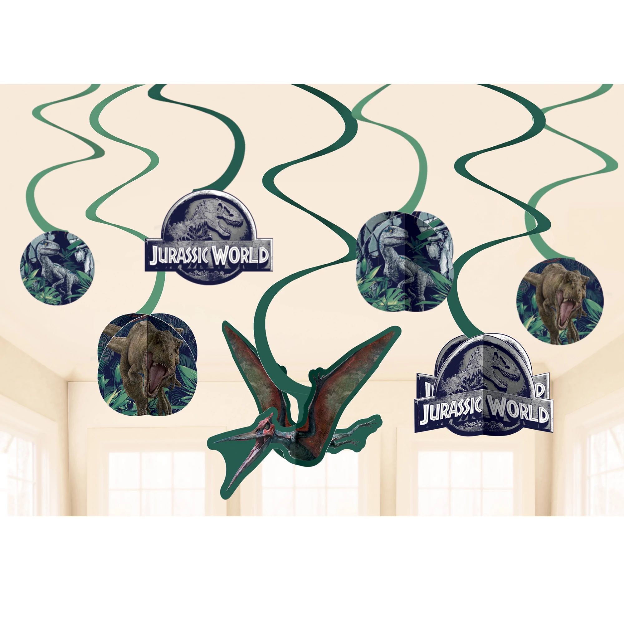 Jurassic World Into the Wild Dinosaur Birthday Party Hanging Swirl ...