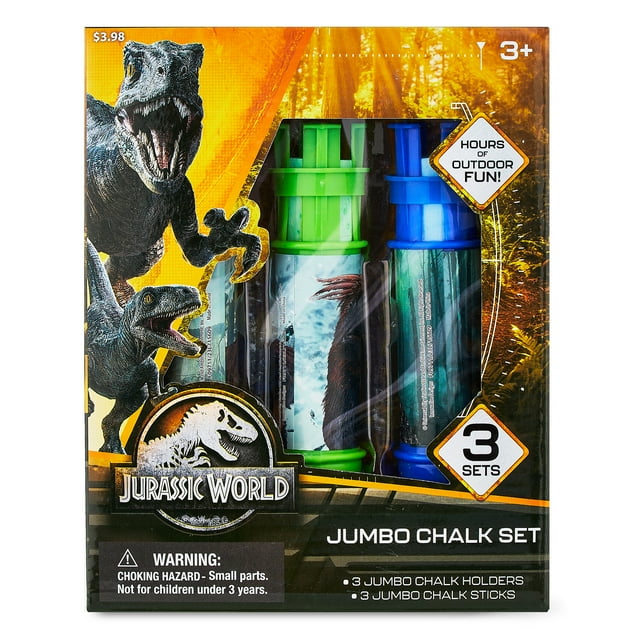Jurassic World Jumbo Chalk Set, Includes 3 Chalk Holders, Multi-Color ...