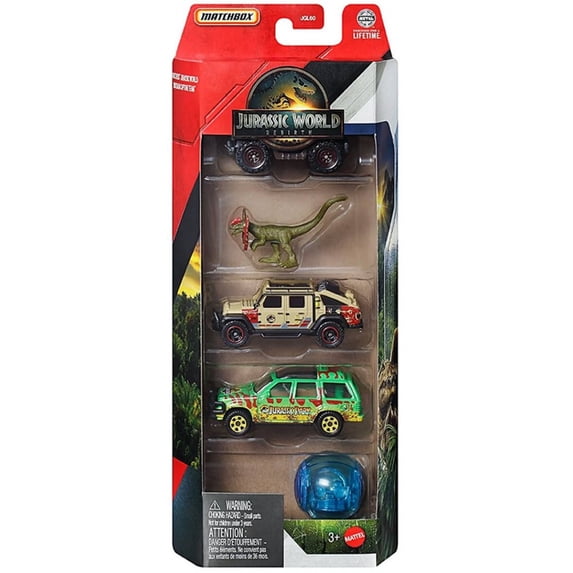 Matchbox Jurassic World Rebirth Car, Truck Dinosaur Car 5 Pack 1:64 ...