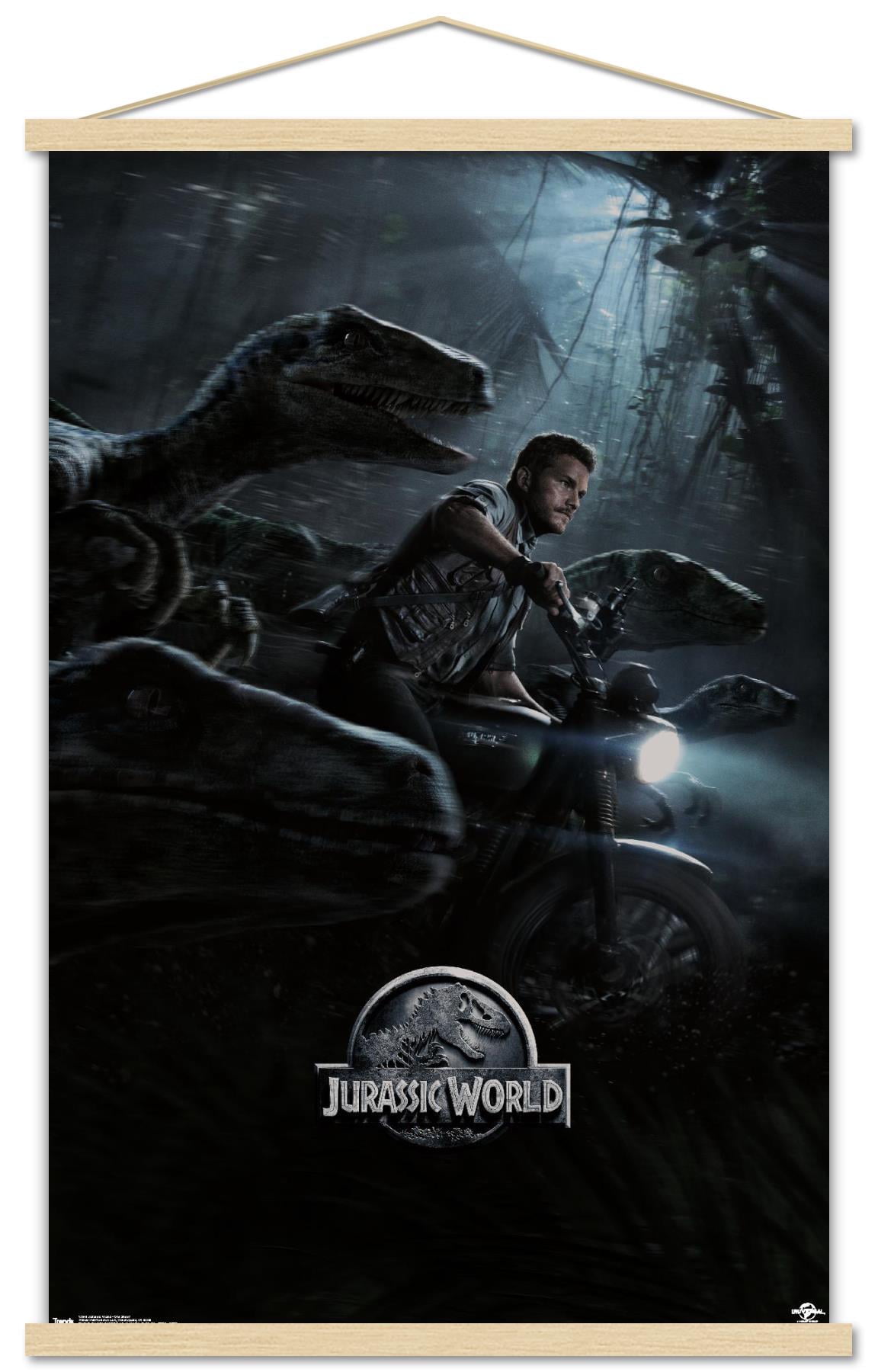 Jurassic World - One Sheet Wall Poster with Wooden Magnetic Frame, 22. ...