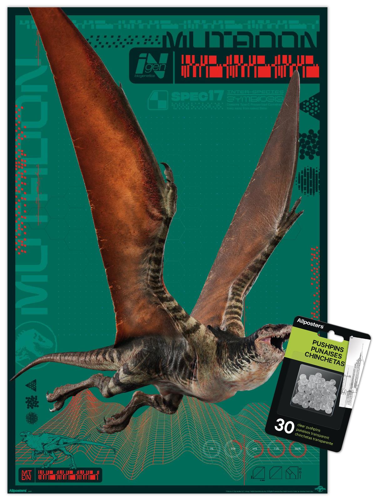 Jurassic World: Rebirth (2025) - Mutadon Wall Poster with Push Pins, 14 ...