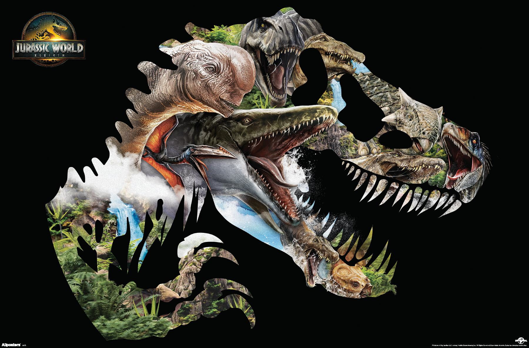 Jurassic World: Rebirth (2025) - T. Rex Silhouette Wall Poster, 14.725 ...