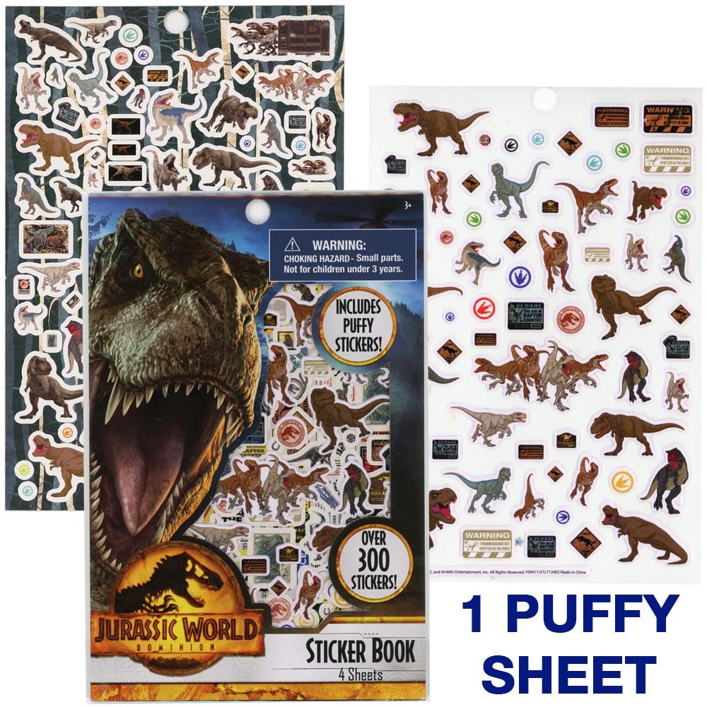 Jurassic World Sticker Book with Puffy Stickers 4 Sheet - Walmart.com