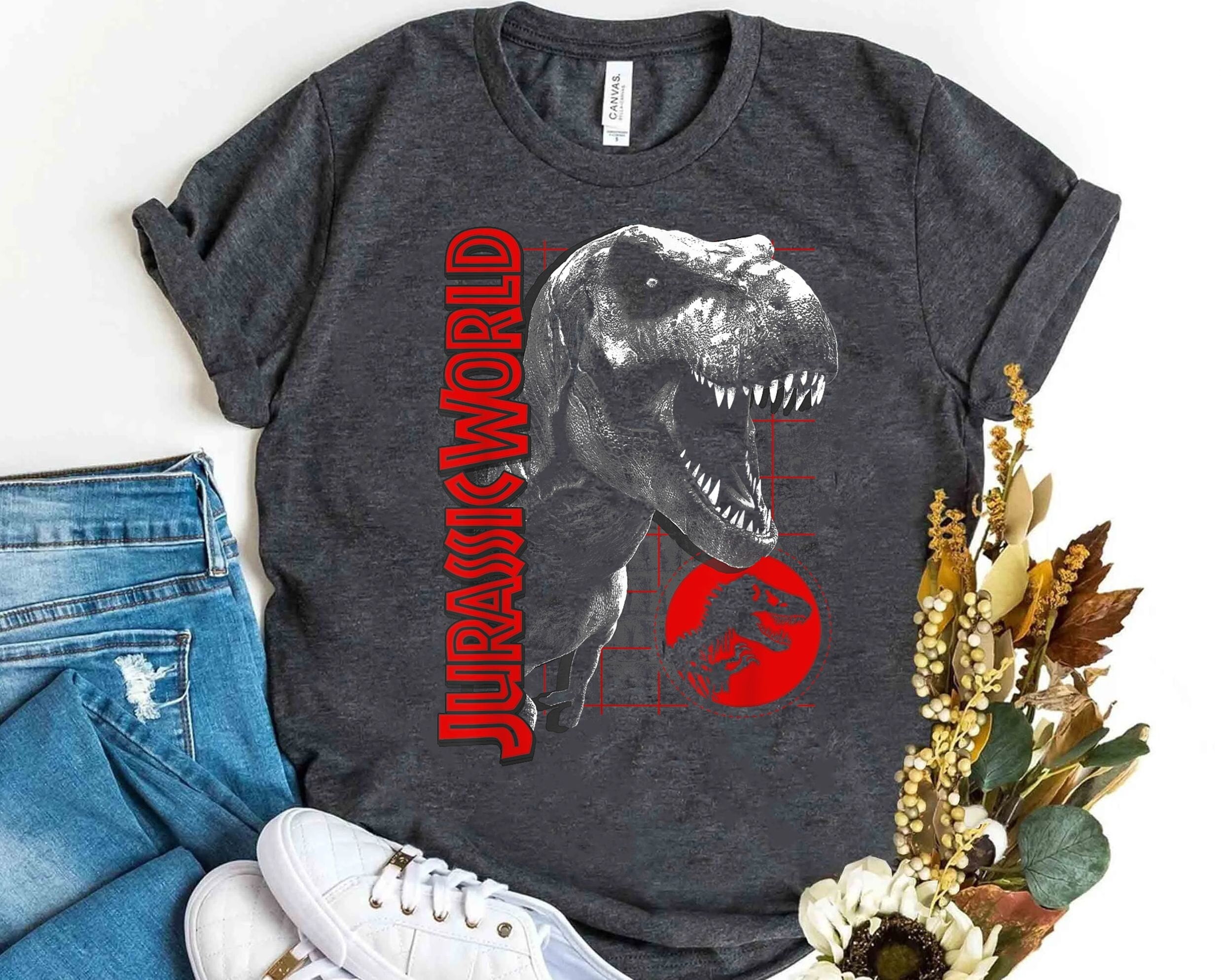 Jurassic World T-Rex Grid Shirt, Jurassic Park Entrance T-shirt ...