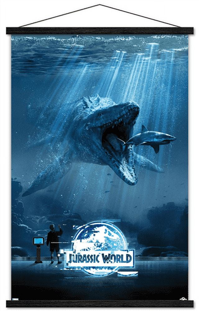 Jurassic World - Water Wall Poster with Wooden Magnetic Frame, 22.375 ...