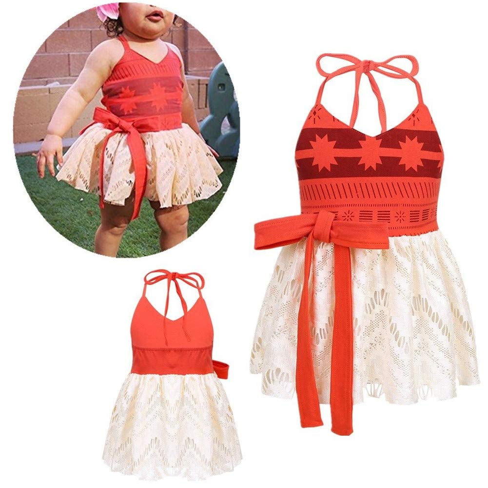 Jurebecia Infant Moana Disney Princess Costume, Halter Jumpsuit Dress ...