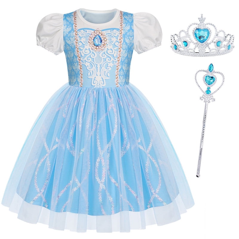 Jurebecia Cinderella Dress for Girls Kids Blue Princess Costumes ...