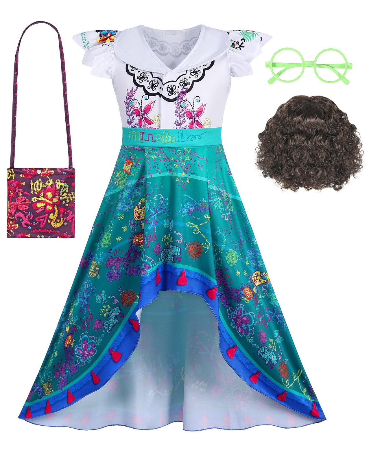 Jurebecia Girls Encanto Mirabel Dress Costume Cosplay Princess Skirt ...