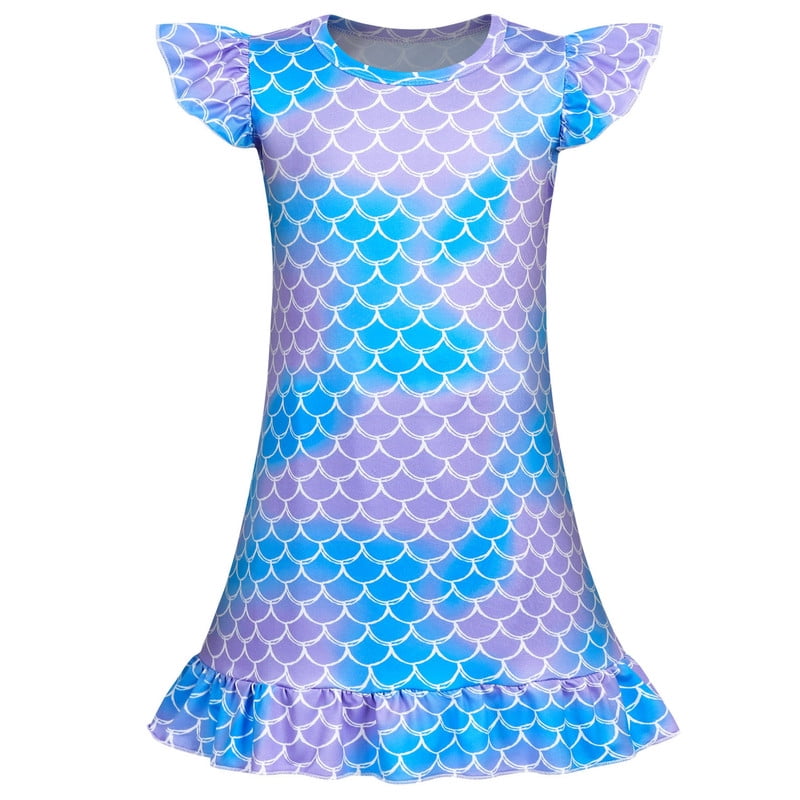 Jurebecia Girls Nightgowns Mermaid Nightgown Ariel Princess Pajama ...