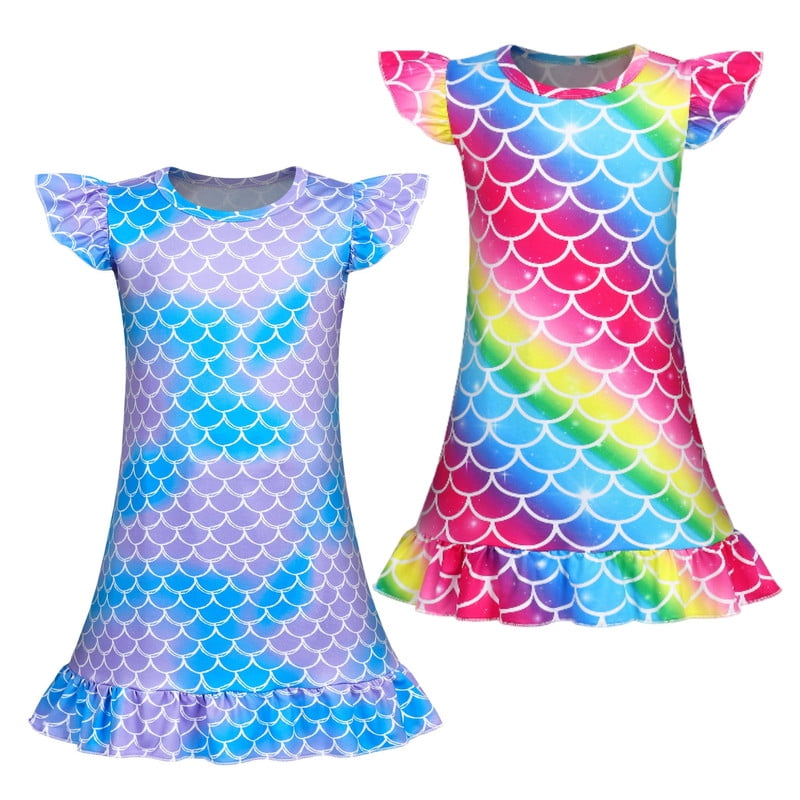 Jurebecia Girls Nightgowns Mermaid Nightgown Ariel Princess Pajama ...