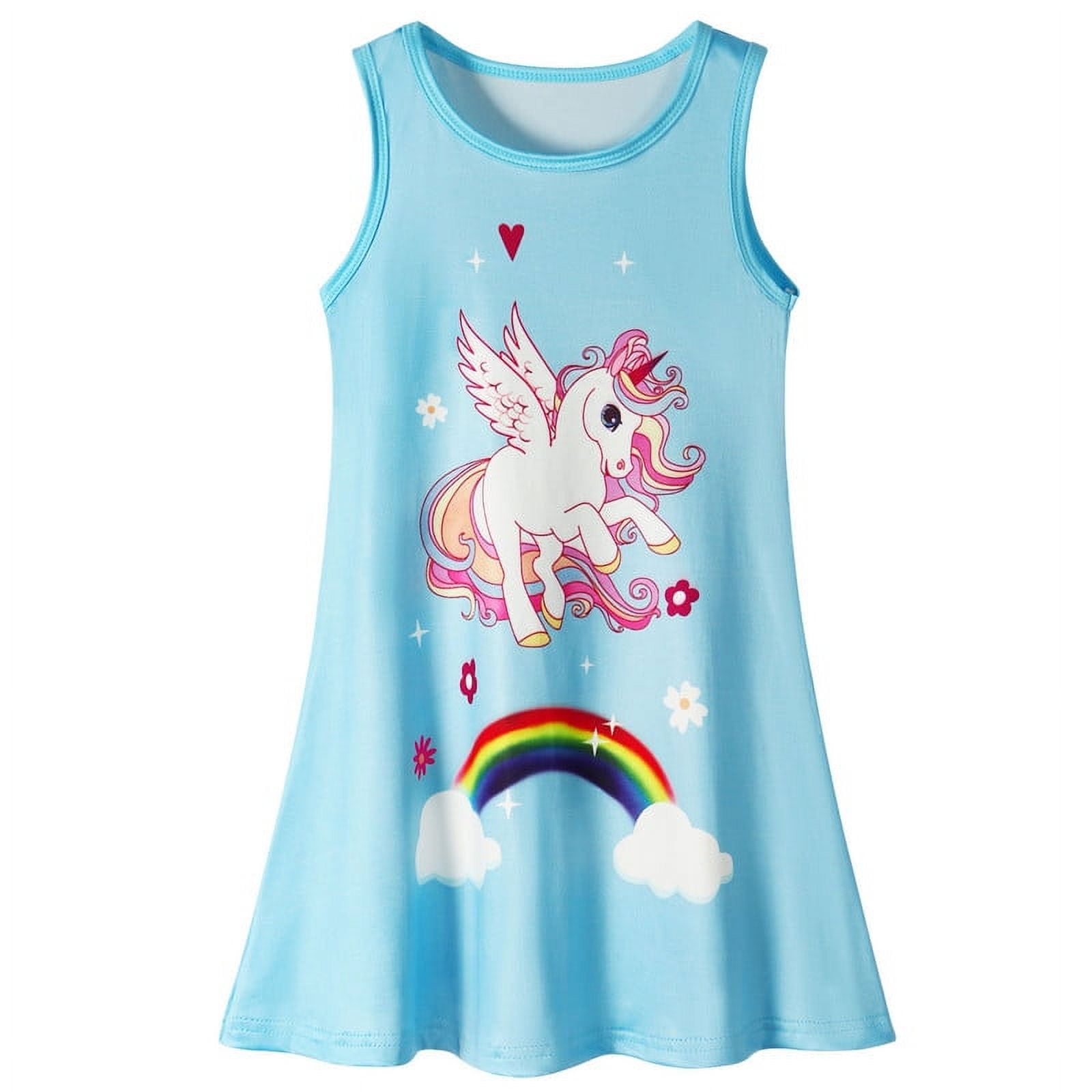 Jurebecia Girls Nightgowns Unicorn Sleepwear Night Sleep Dress Pajamas ...