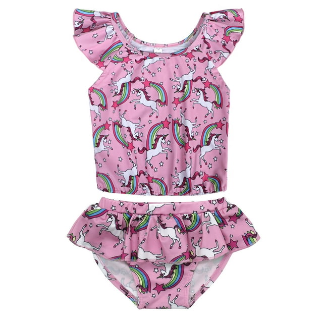 Jurebecia Girls Unicorn One Piece Two Piece Swimsuit Rainbow Bathing ...
