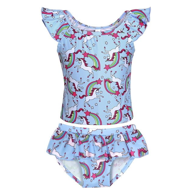 Jurebecia Girls Unicorn One Piece Two Piece Swimsuit Rainbow Bathing ...