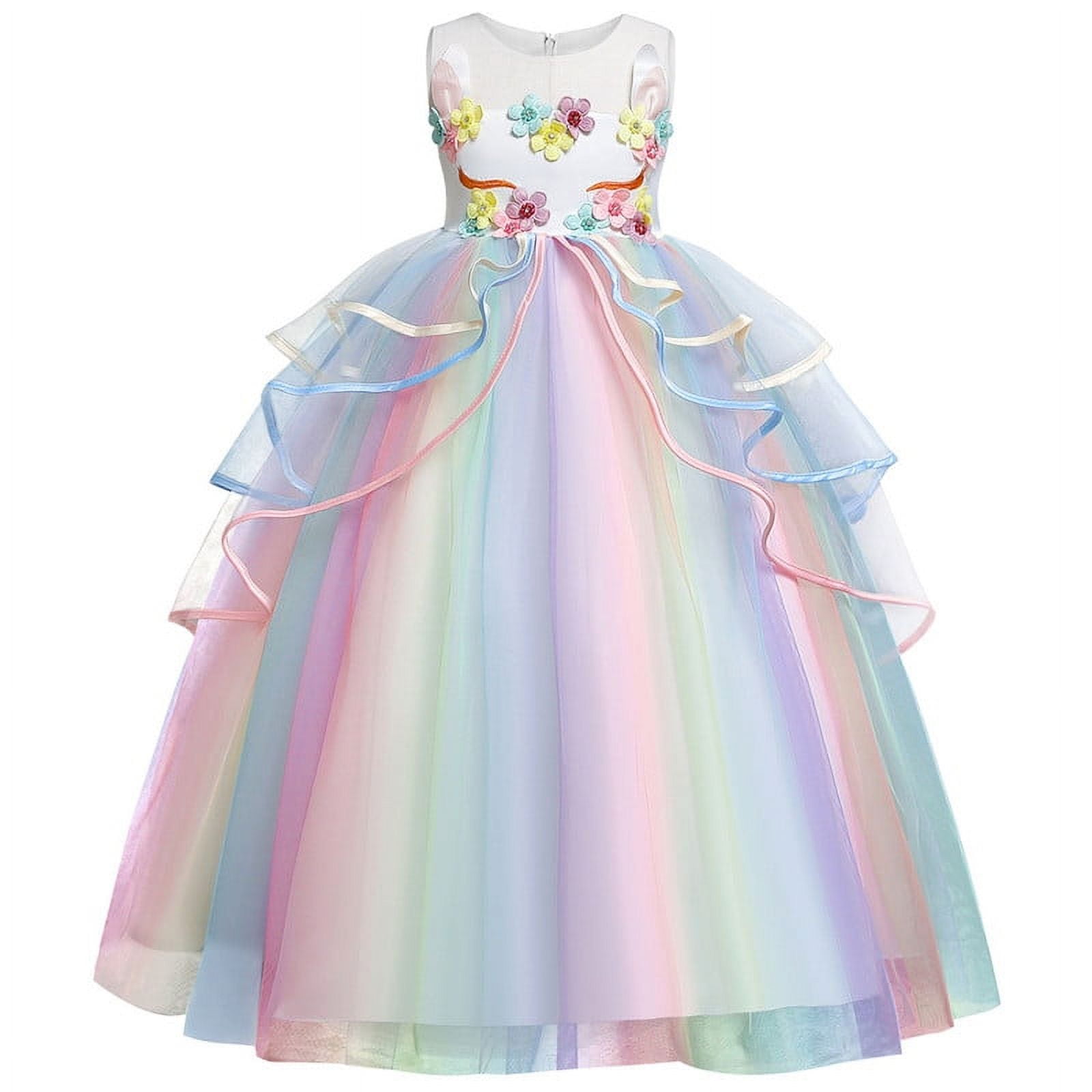 Jurebecia Girls Unicorn Rainbow Princess Dress up Pageant Long Maxi ... Jurebecia Girls Unicorn Rainbow Princess Dress up Pageant Long Maxi ...