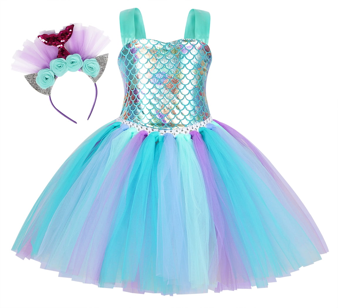 Jurebecia Toddler Girls Mermaid Costume, Sequin Ariel Princess Dress ...