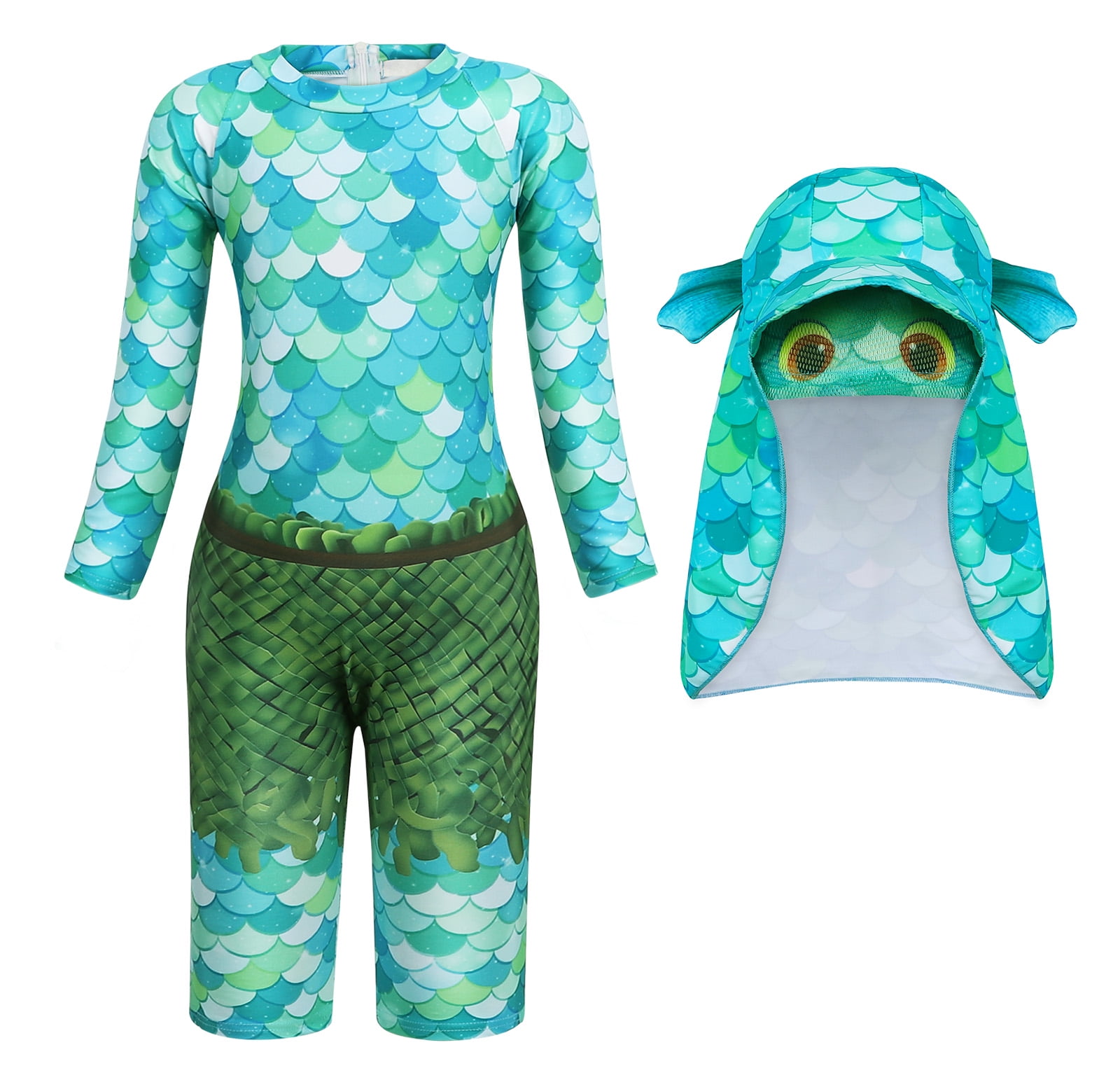 Jurebecia Luca Rainbow One Piece Boy's Swimsuit osplay Green Bodysuit ...