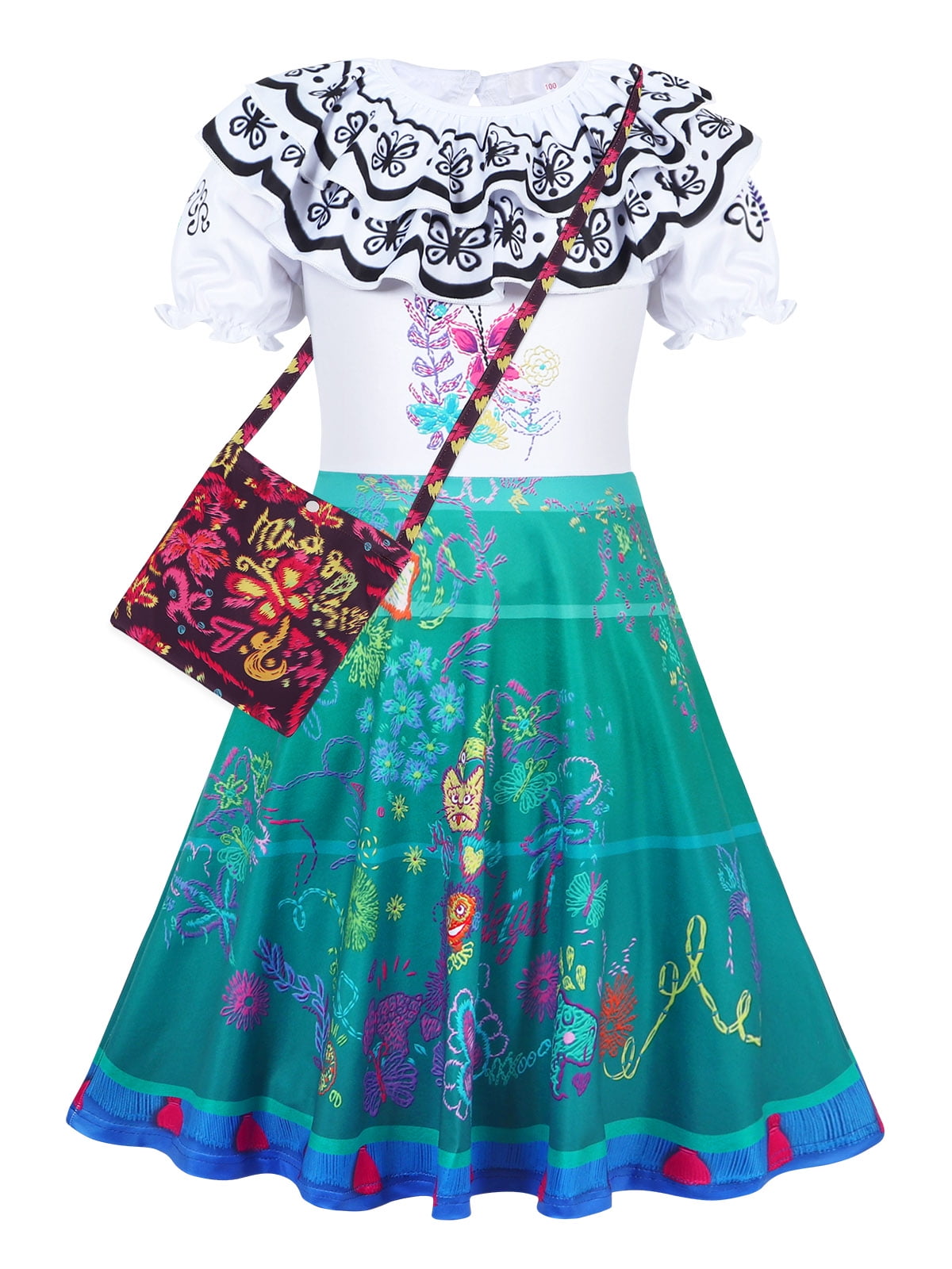 Jurebecia Mirabel Dress for Girls Mirabel Encanto Costume Cosplay ...