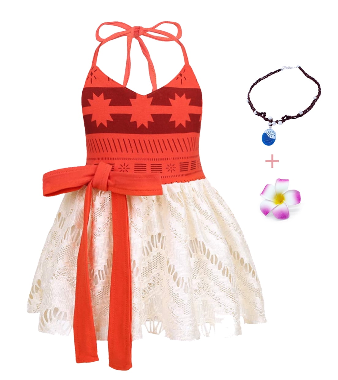 Jurebecia Moana Princess Clothes Girls Adventure Costume with Necklace ...