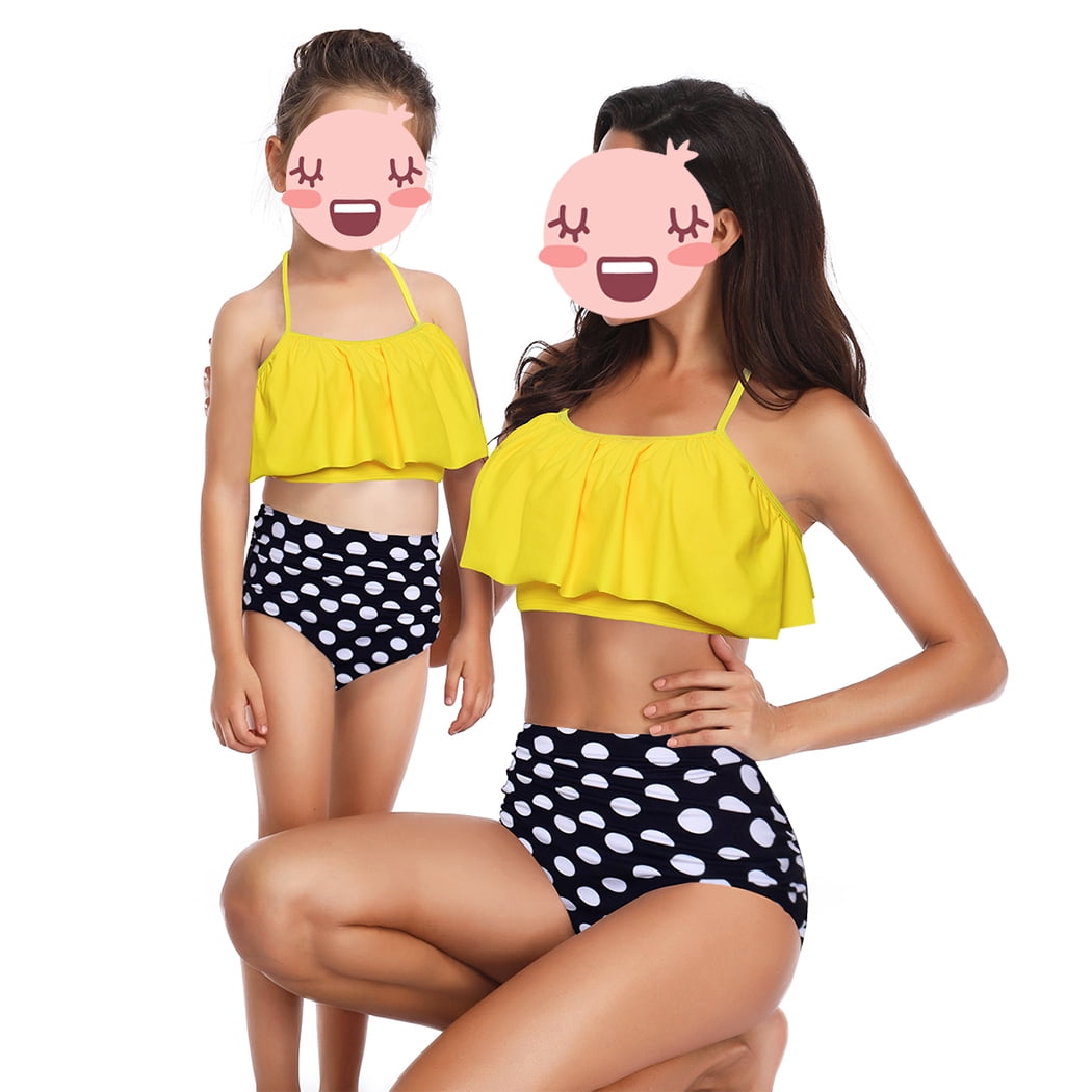 Jurebecia Mommy Me Matching Swimsuits Bathing Suit Mother High Waist