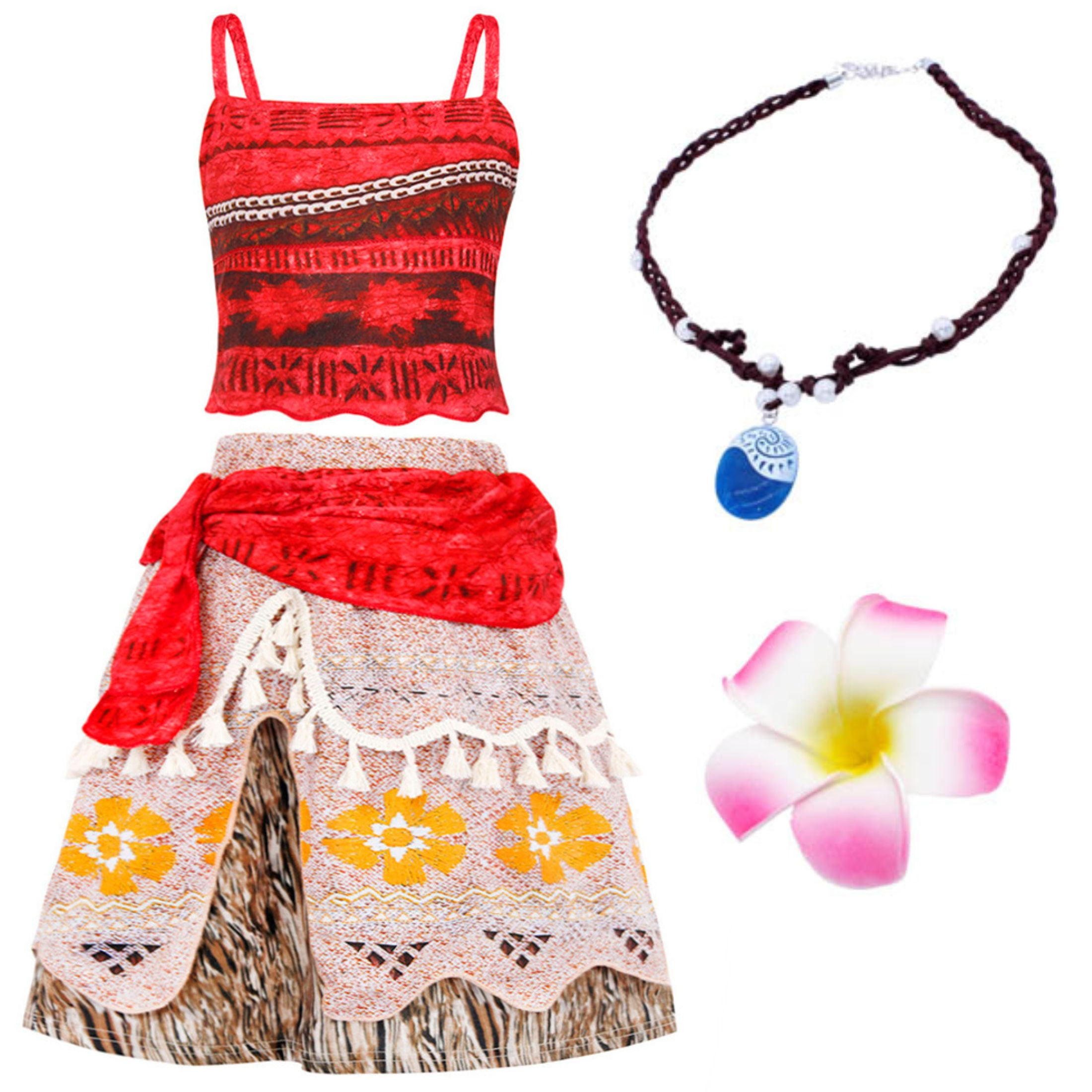 Jurebecia Princess Moana Costume for Girls Adventure Outfit Two-Pieces ...