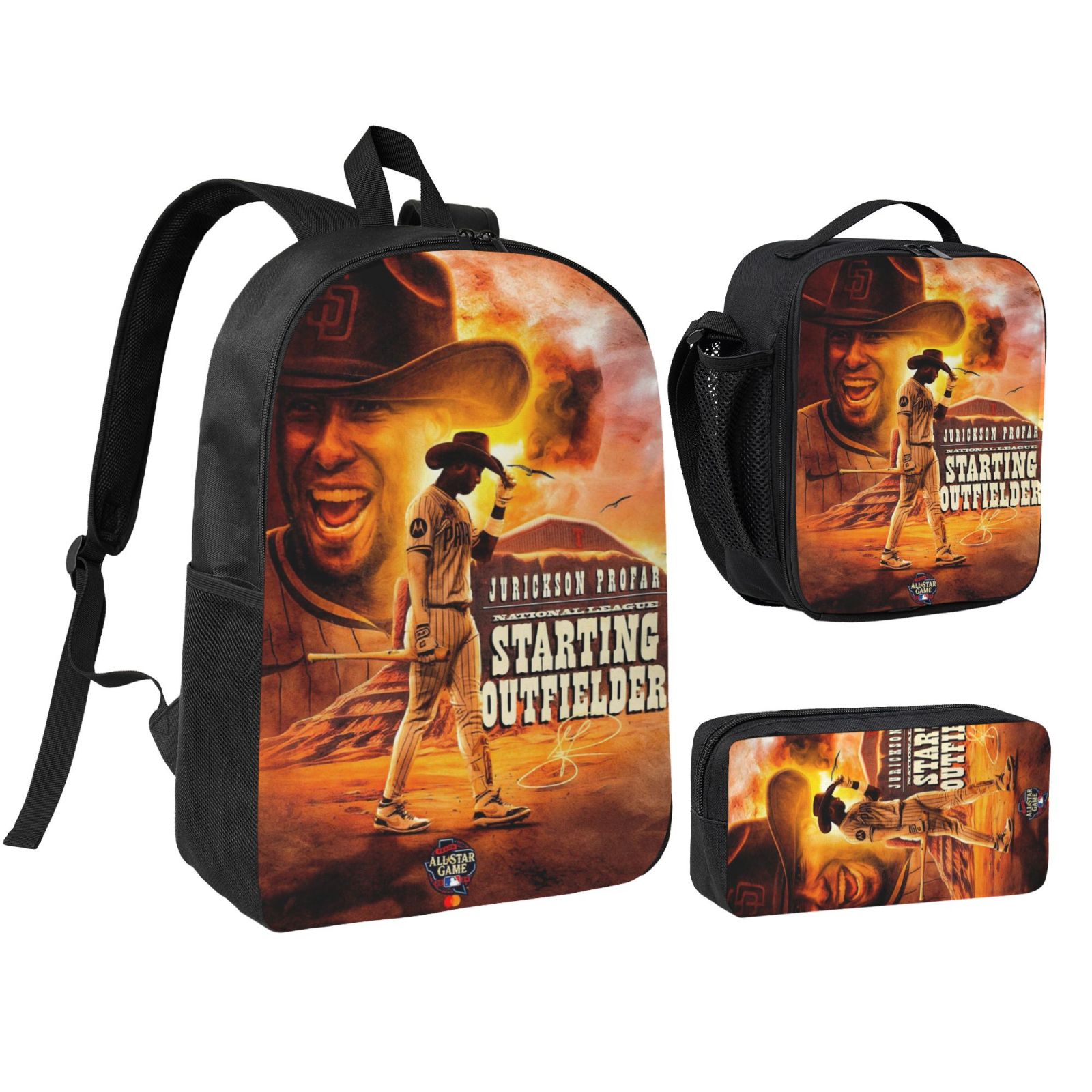 Jurickson Profar 3-Piece Set Backpack Lunch Bag And Pencil Case, Water ...