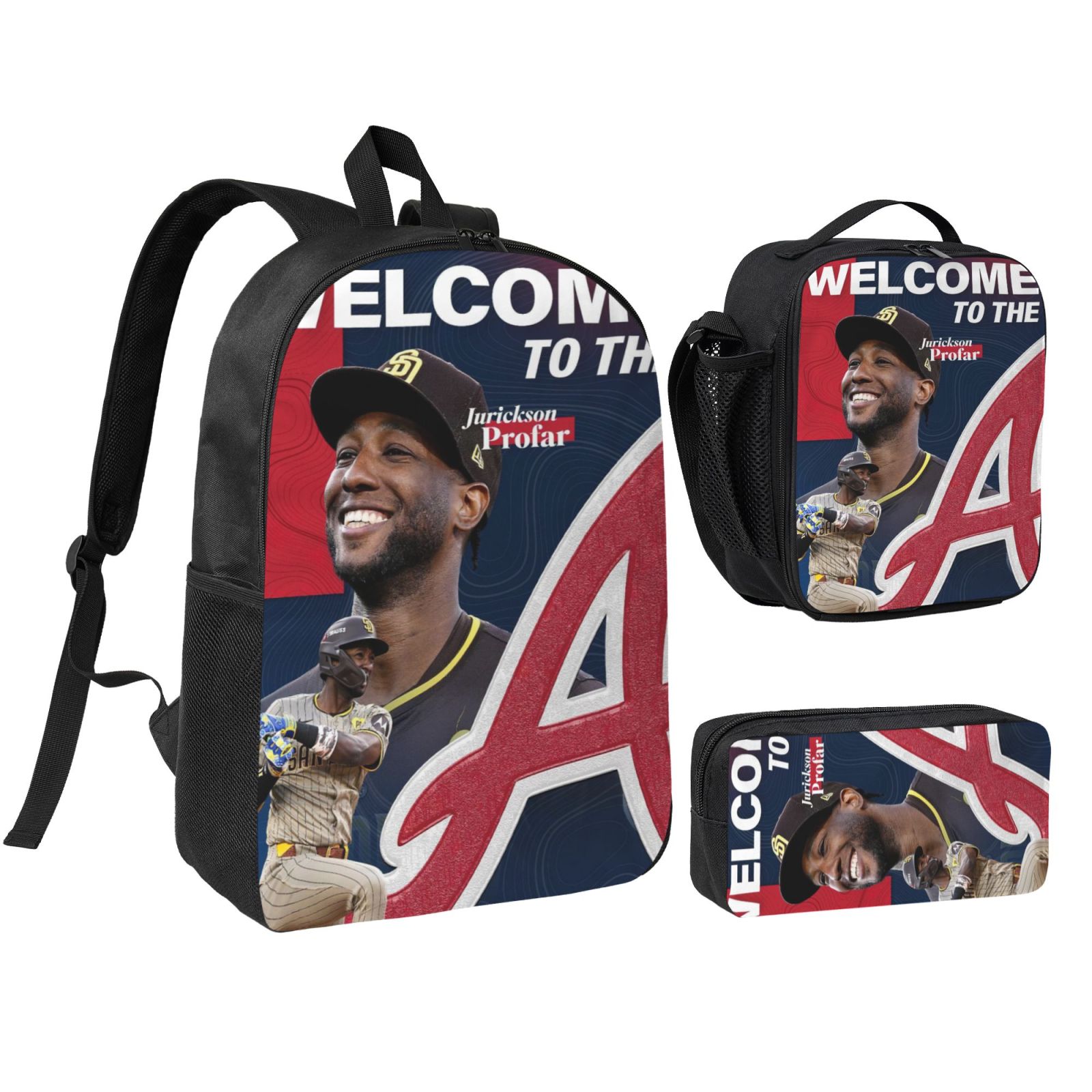 Jurickson Profar 3-Piece Set Backpack Lunch Bag And Pencil Case, Water ...
