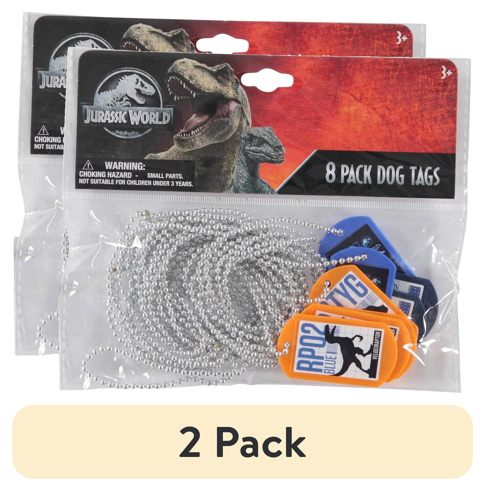 (2 pack) Jurrasic World Dog Tag Necklace Set, Party Favor 8 Pack ...