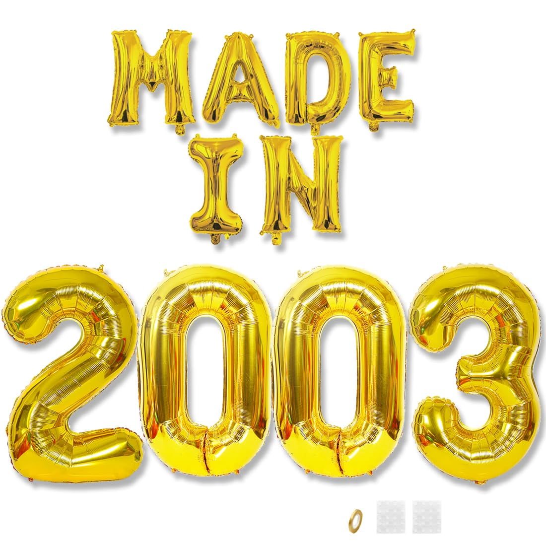 Jurxy 22nd Birthday FEV6 Balloon Banner Decorations Gold MADE IN 2003 ...