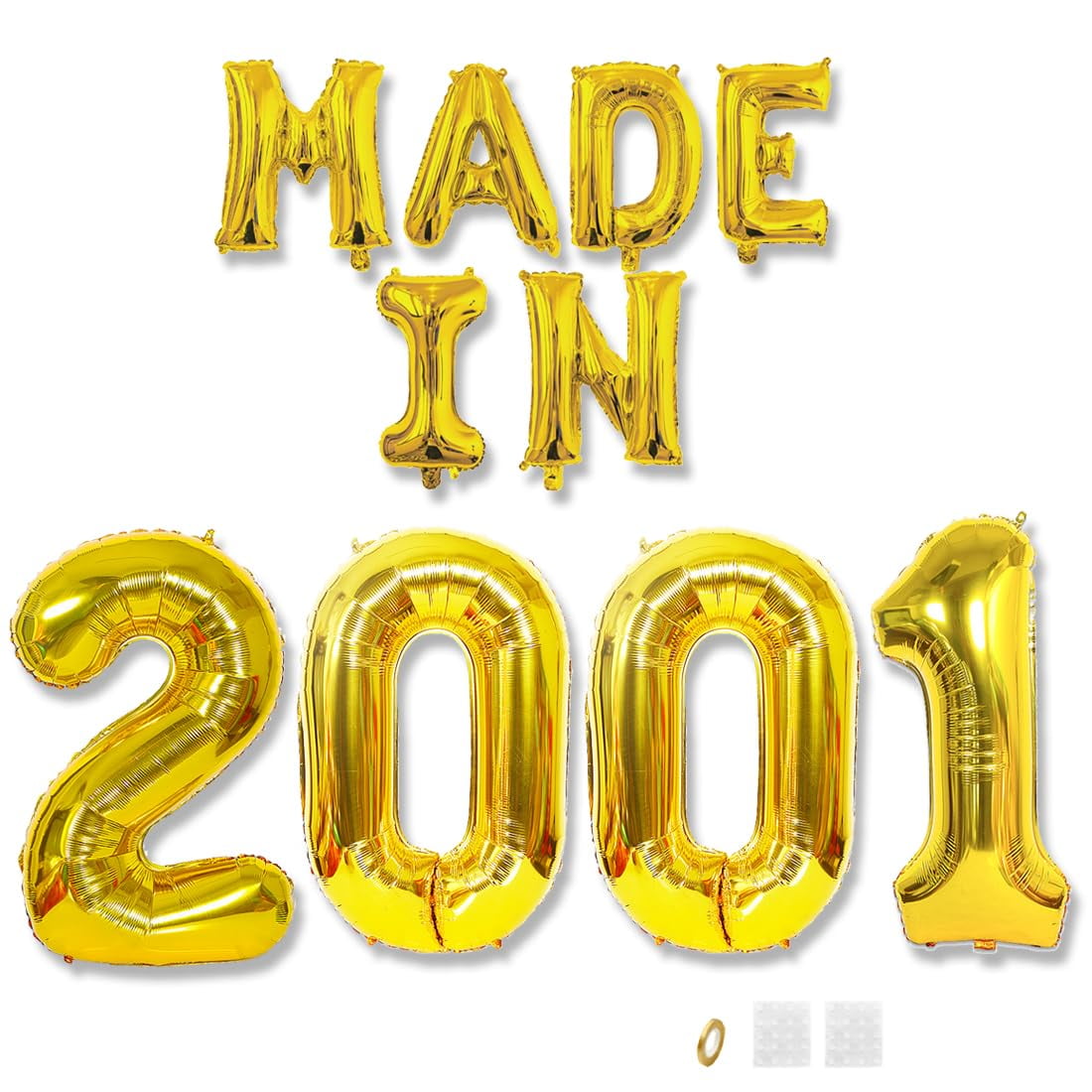 Jurxy 24th Birthday FEV6 Balloon Banner Decorations Gold MADE IN 2001 ...