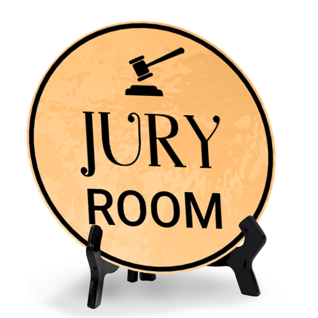 Jury Room (5 x 5“) Circle Table Sign with Acrylic Stand | Office ...