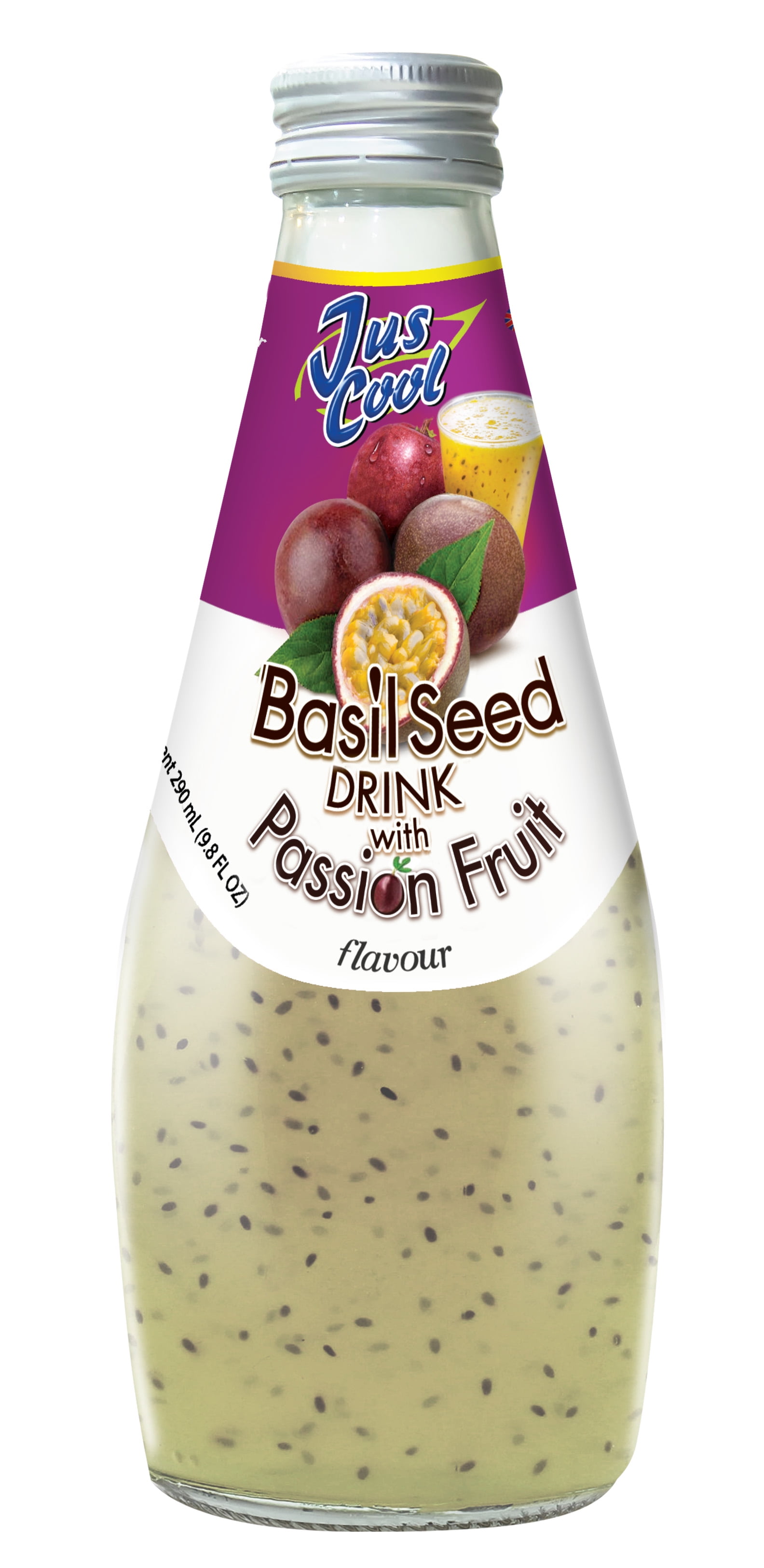 Jus Cool Basil Seeds with Passion Fruit Flavor 9.8 fl oz pack of 24 ...