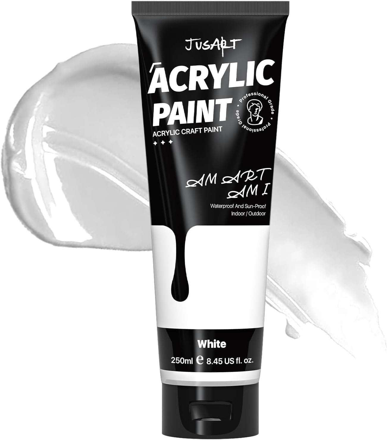 JusArt Acrylic Paint,Titanium White Paint Tubes 250ml(8.45 oz) Non ...
