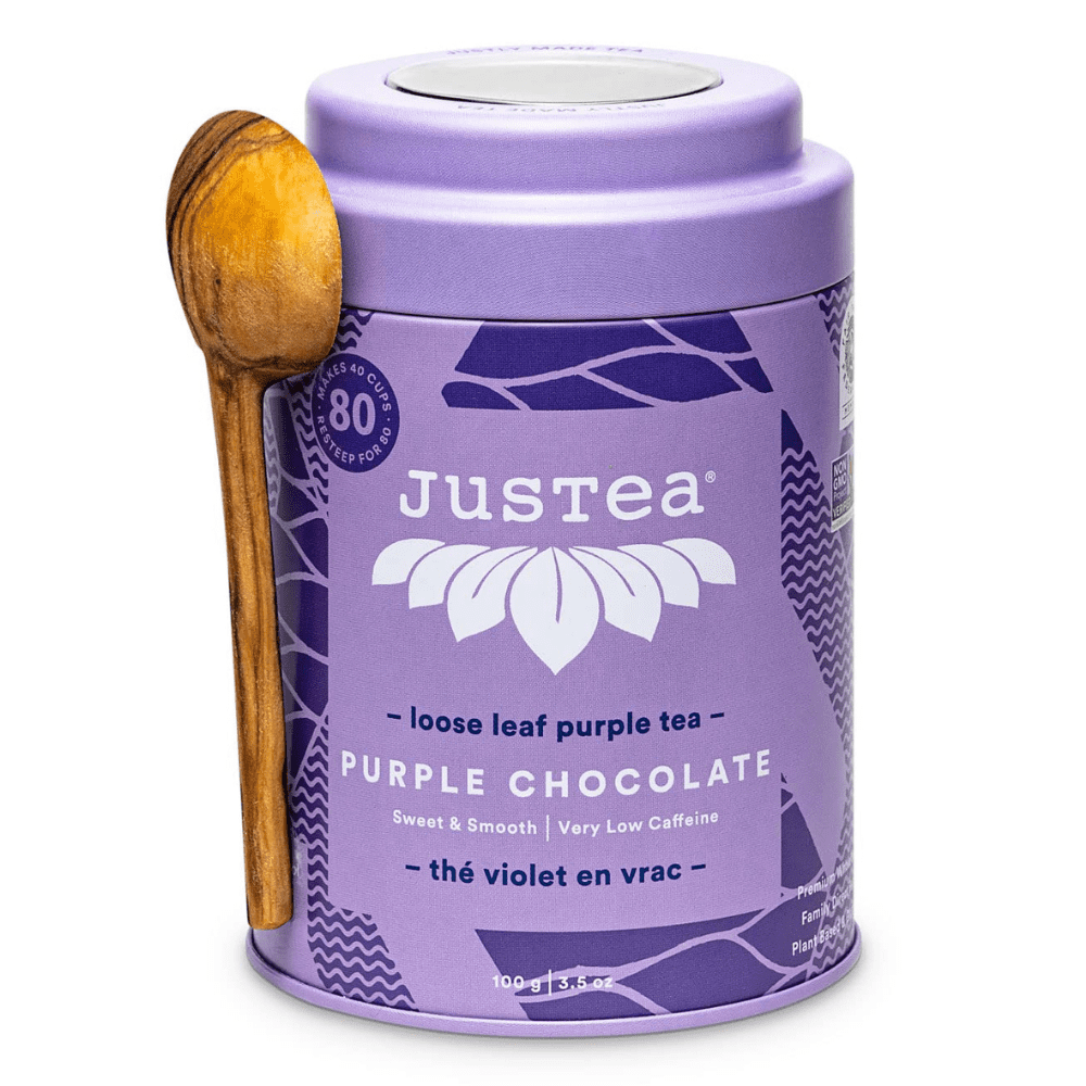 JusTea PURPLE CHOCOLATE | Loose Leaf Purple Tea with Hand Carved Tea ...