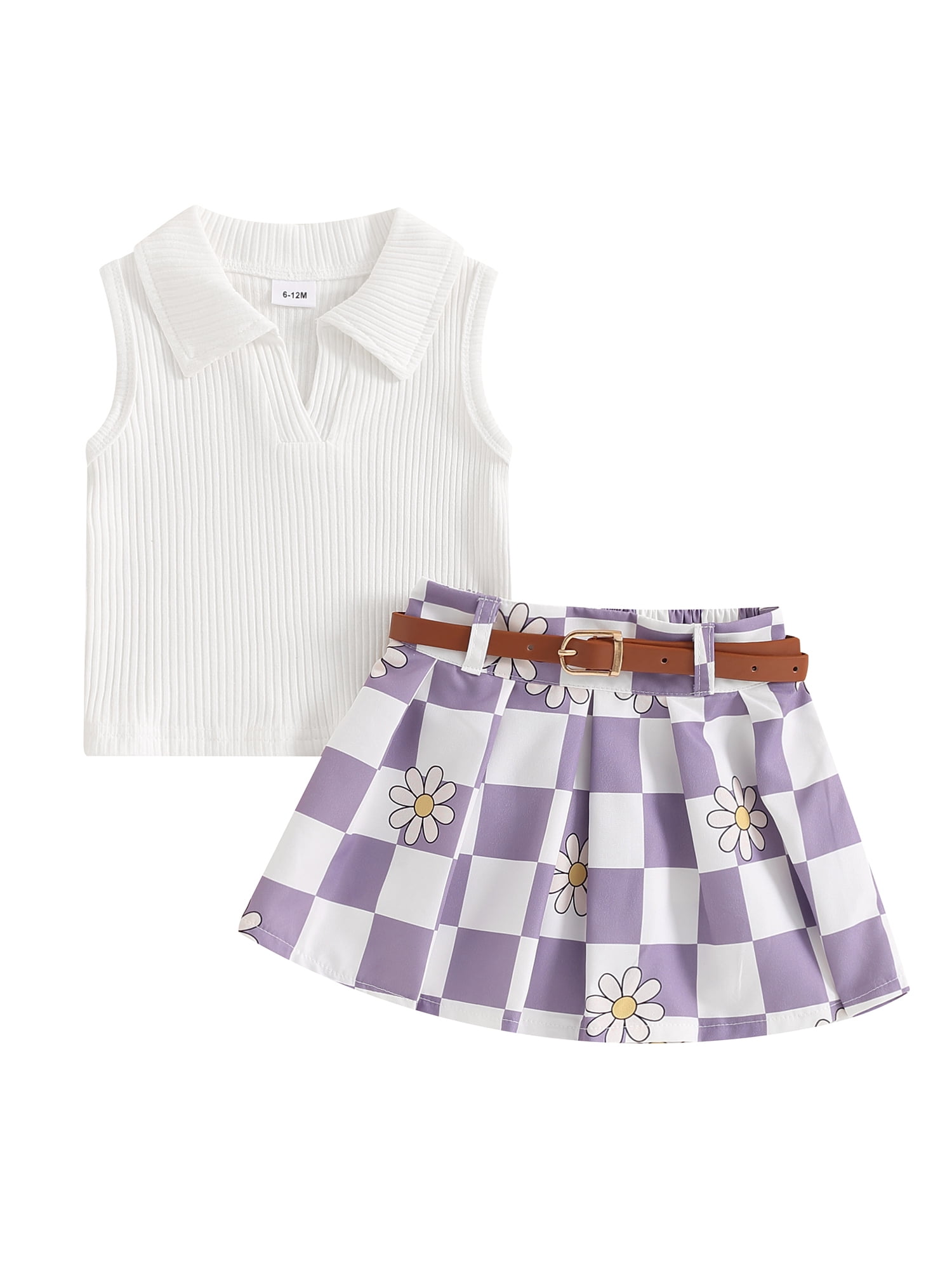 Jusbysis Girls Summer 2 Piece Outfits Sleeveless Lapel Tank Tops Floral ...