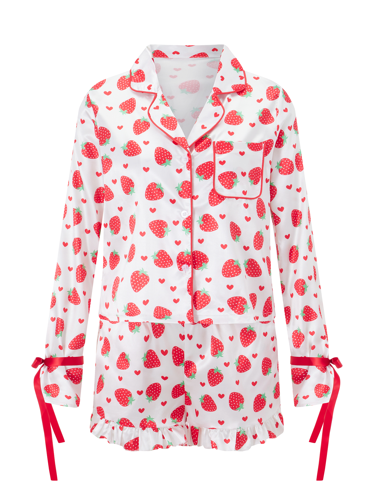 Jusbysis Women's 2 Piece Lounge Set Long Sleeve Lapel Bow/Lip ...