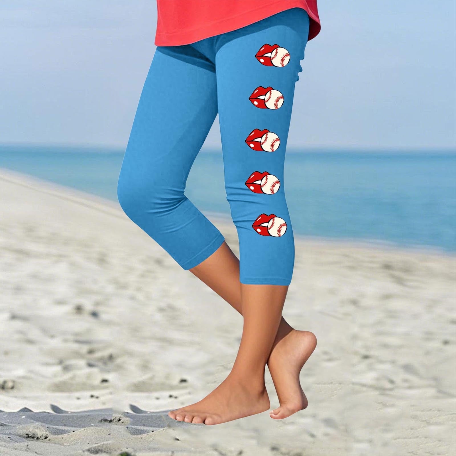 Juslio Girls Capris Kids Girls Fashion Baesball Print Summer Leisure ...