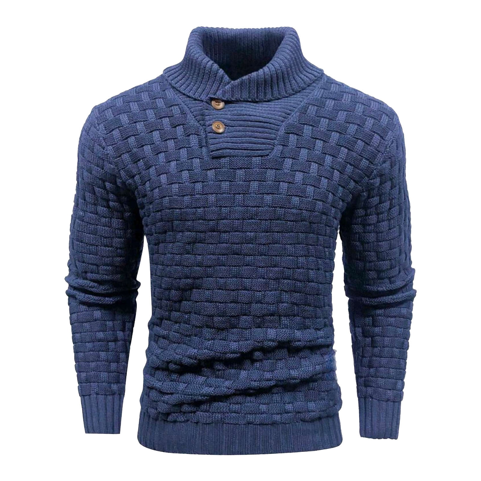 Juslio Men Sweater Pullovers Sweater Solid Standing Collar Long Sleeve ...