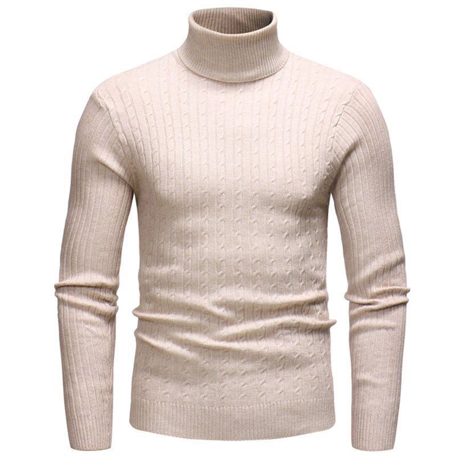 Juslio Men Sweater Pullovers Turtlenecks Solid High Neck Knit Fashion ...