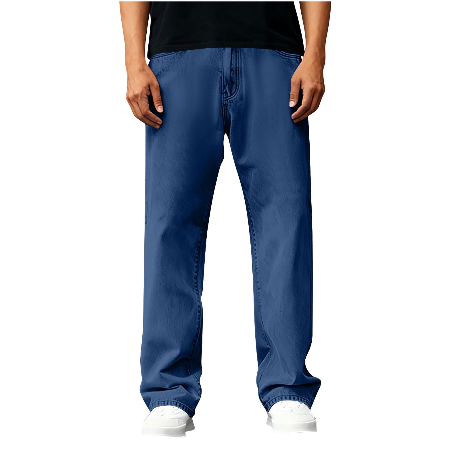 Juslio Mens Denim Straight Jeans Pocket Plus Size High Waist Light Blue ...