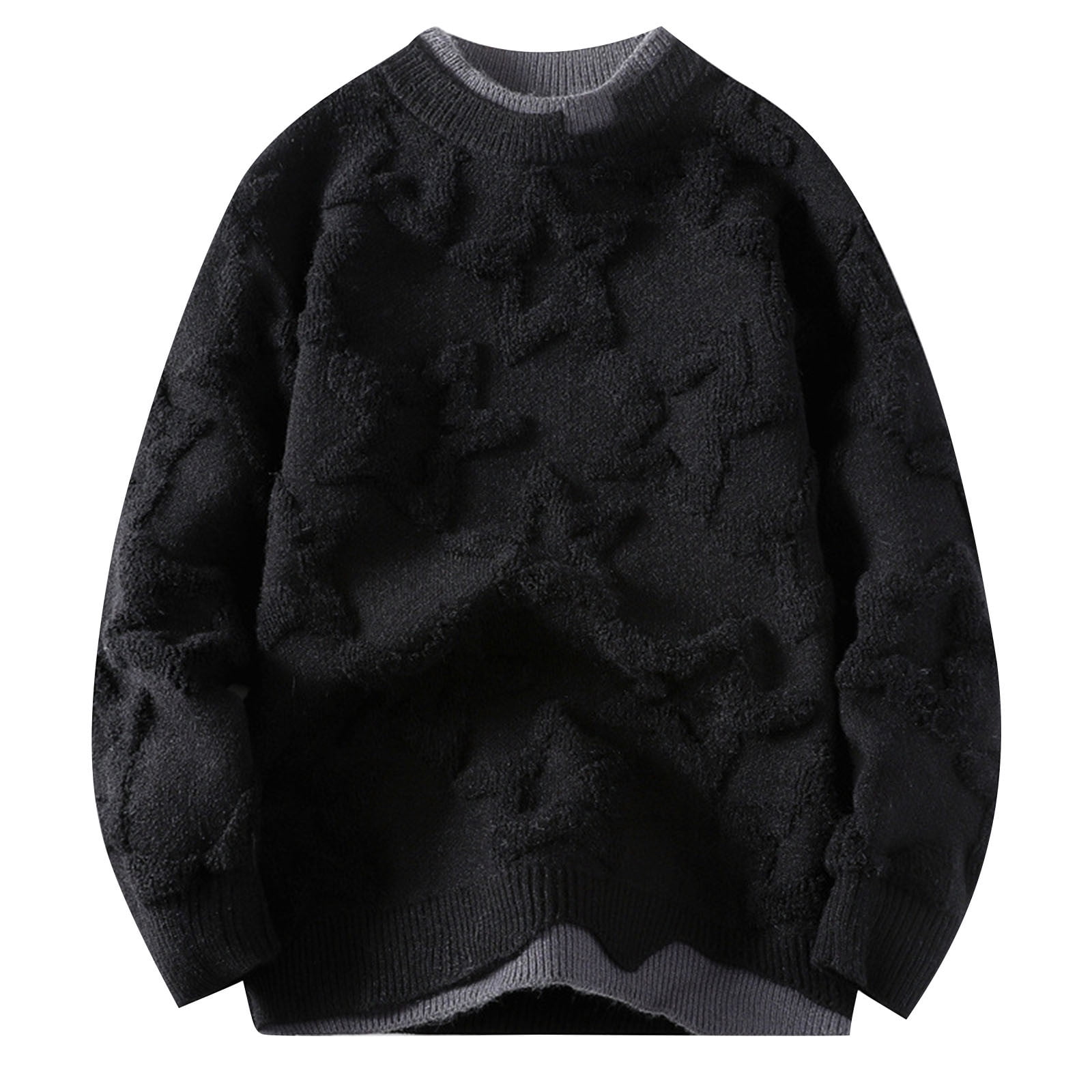 Juslio Mens Sweater Pullovers Sweater Solid Crew Neck Long Sleeve Knit ...