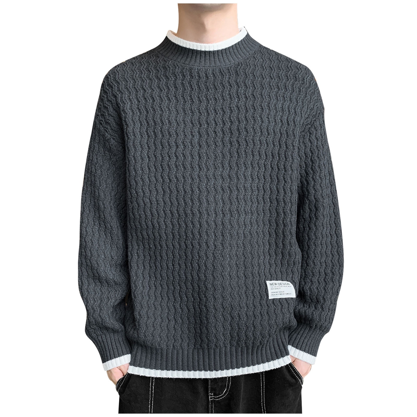 Juslio Mens Sweater Pullovers Turtlenecks Solid High Neck Long Sleeve ...