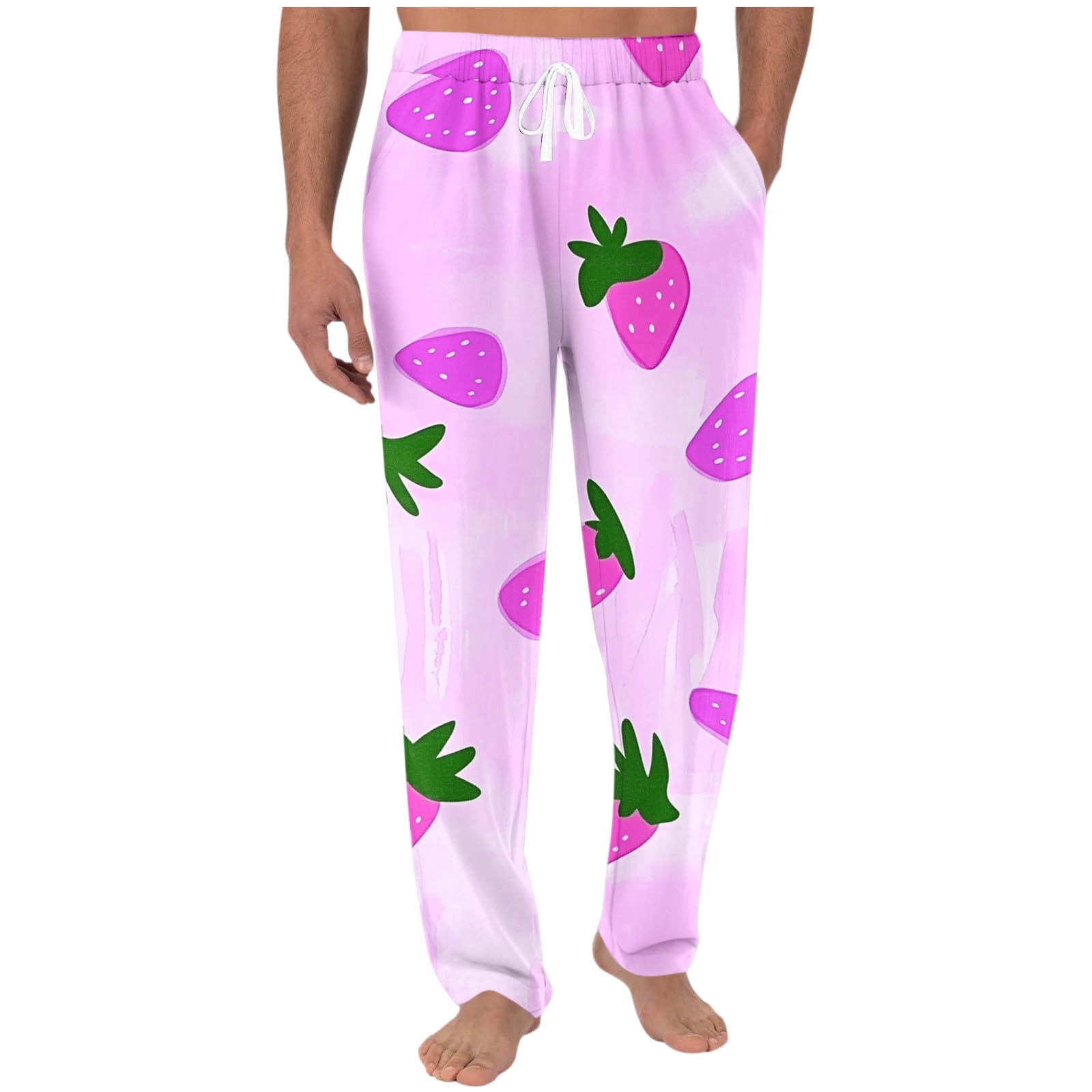 Juslio Pants for Men Sweatpants Printing Elastic Waist Draw Rope Pocket ...