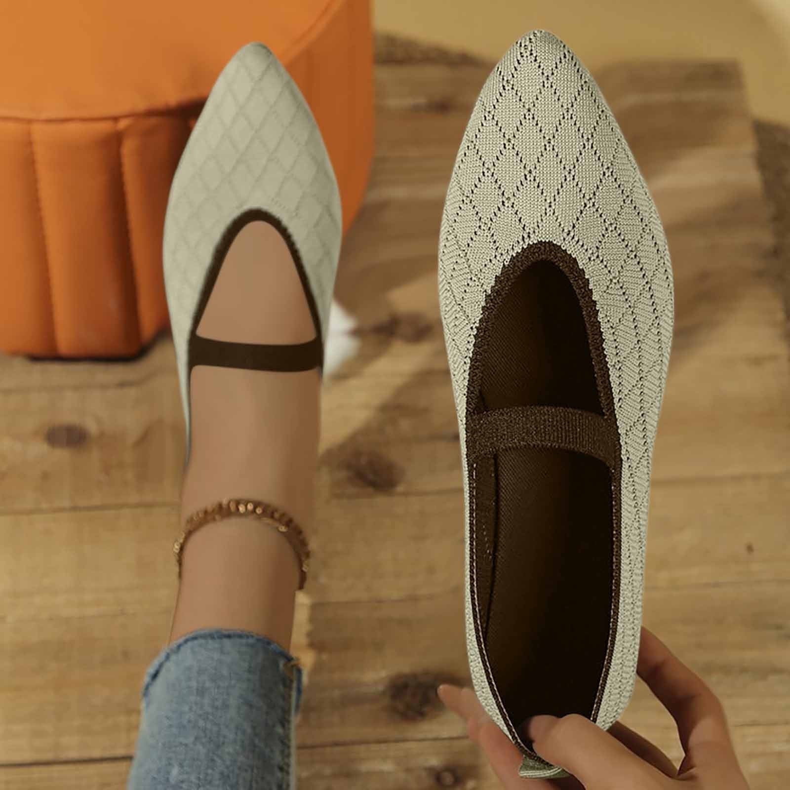 Juslio Shoes for Women Women's Oversized Flying Woven Shoes Round Toe ...