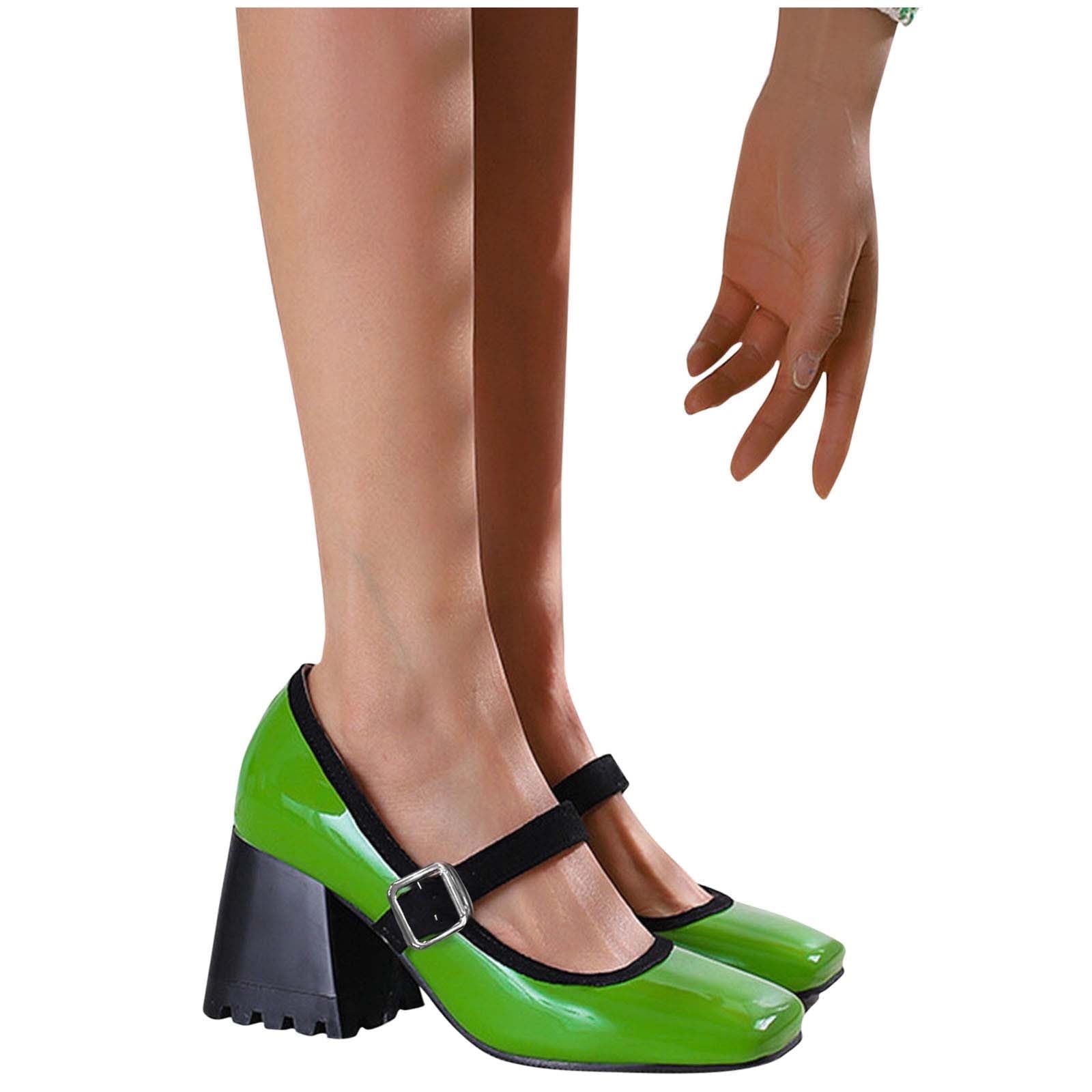 Juslio Women Shoes Large Women's Rectangle Headed Shoes Buckle Candy ...