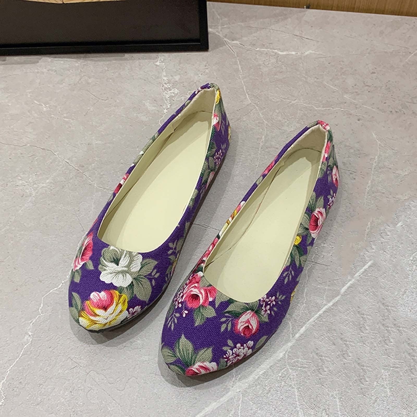 Juslio Women Shoes Spring and Summer New Women Flat Canvas Rose Multi ...