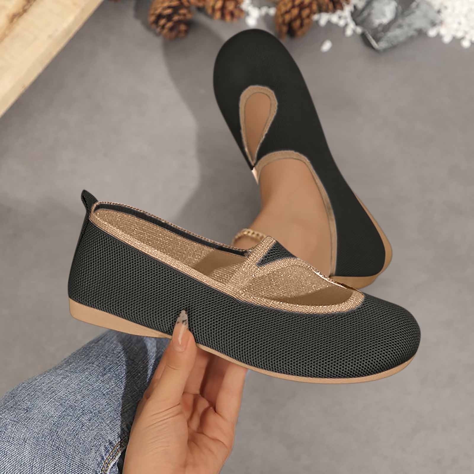Juslio Women Shoes Women's Oversized Flying Woven Shoes Round Toe ...