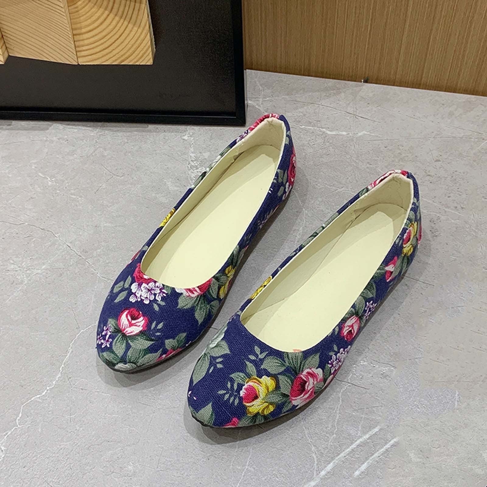 Juslio Womens Shoes Spring and Summer New Women Flat Canvas Rose Multi ...
